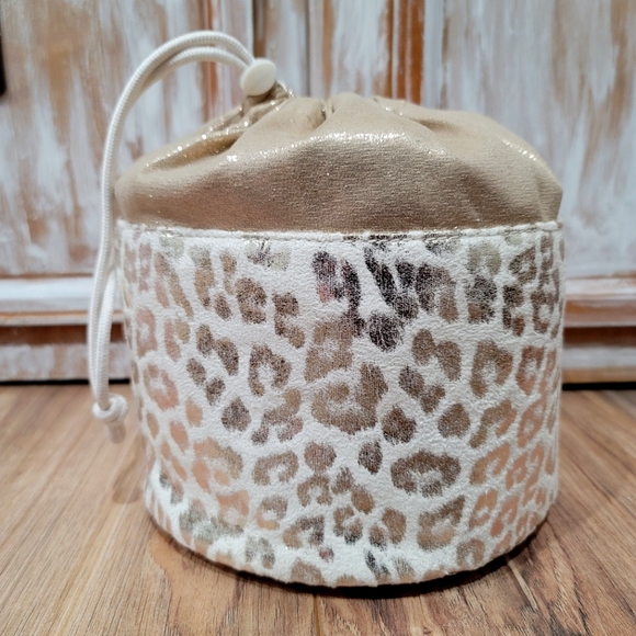Bags | Nwt Metallic Gold Leopard Bucket Bag | Poshmark